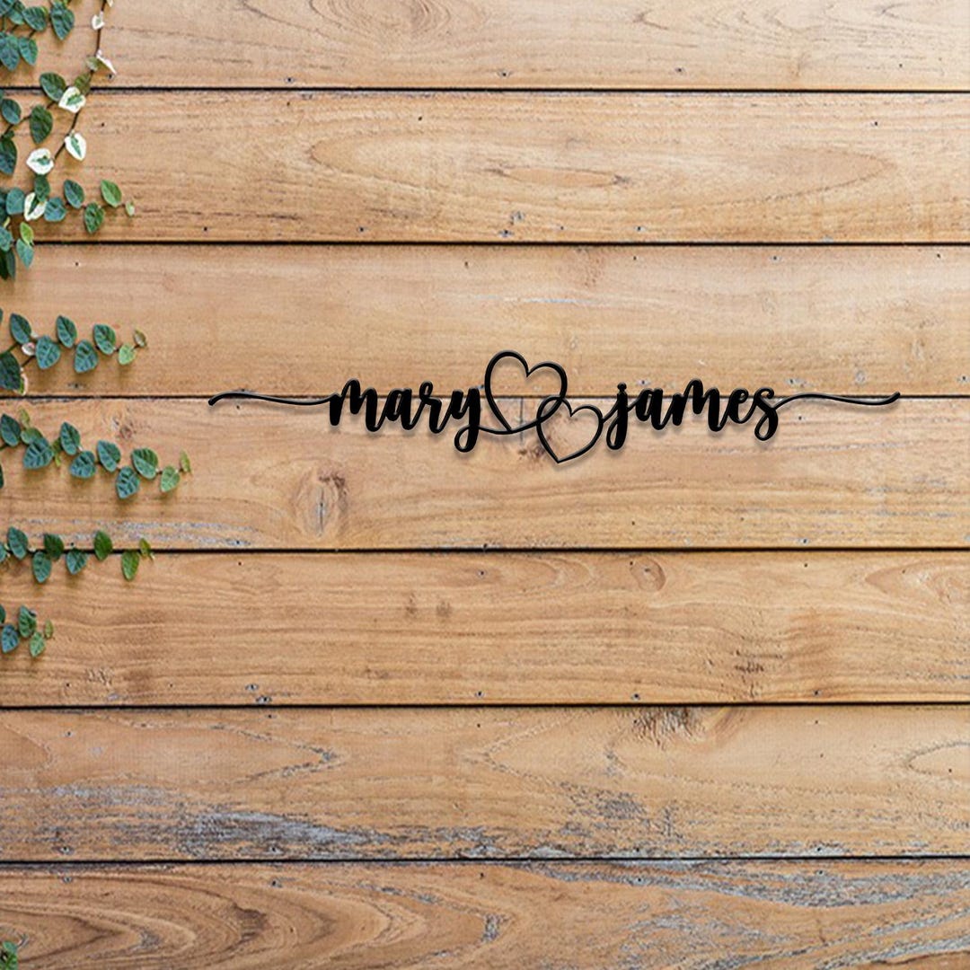 Personalized Metal Heart Couples Sign, Couple Name Sign, Names Above ...