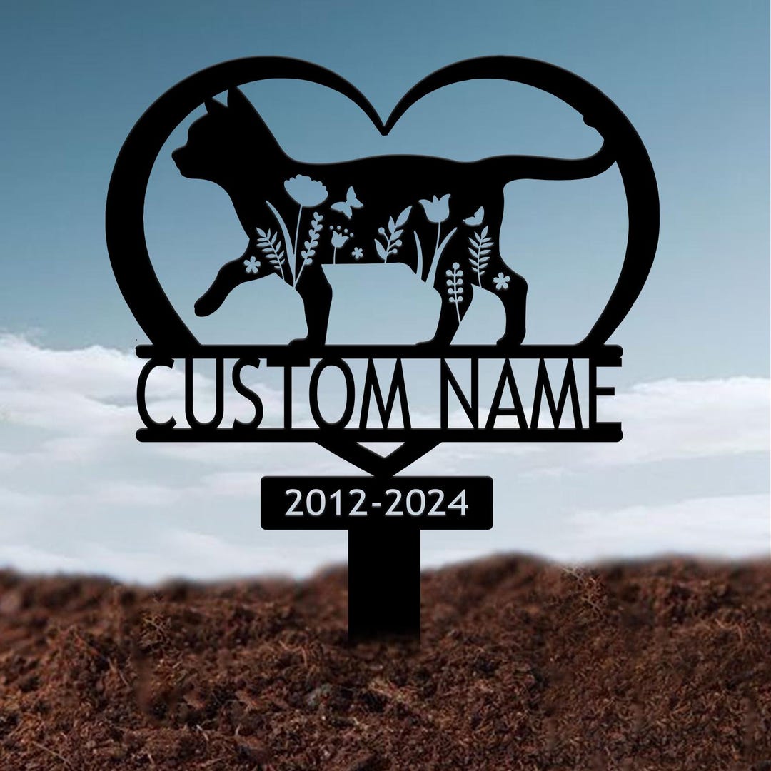 Personalized Metal Cat Grave Marker - Custom Cat Memorial Stake With ...