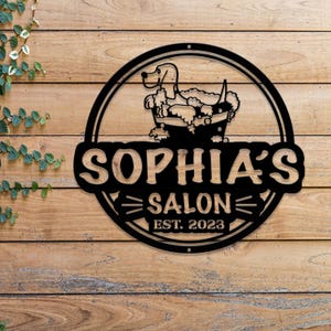 Custom Dog Grooming Hair Salon Metal Wall Art LED Light, Personalized ...