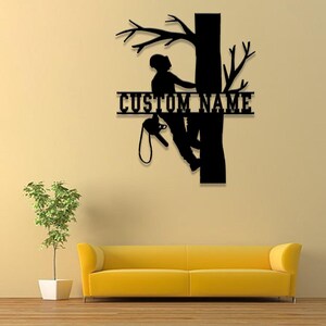 Personalized Tree Climbing Metal Wall Art With LED Lights, Arborist ...
