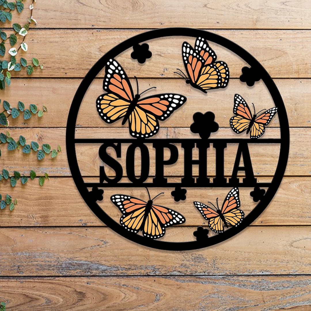 Custom Butterfly Name Metal Sign, Butterfly and Name Sign, Name Sign ...