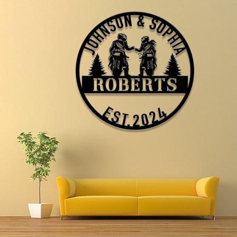 Personalized Biker Couple Metal Sign With LED Light, Custom Motorcycle ...