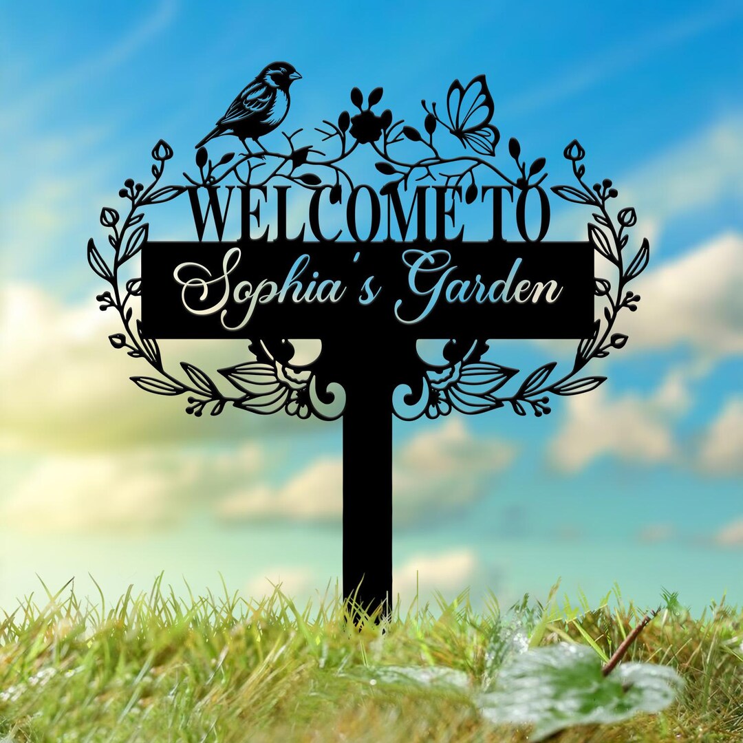 Personalized Metal Bird Garden Stake, Custom Garden Sign, Gardener Gift ...