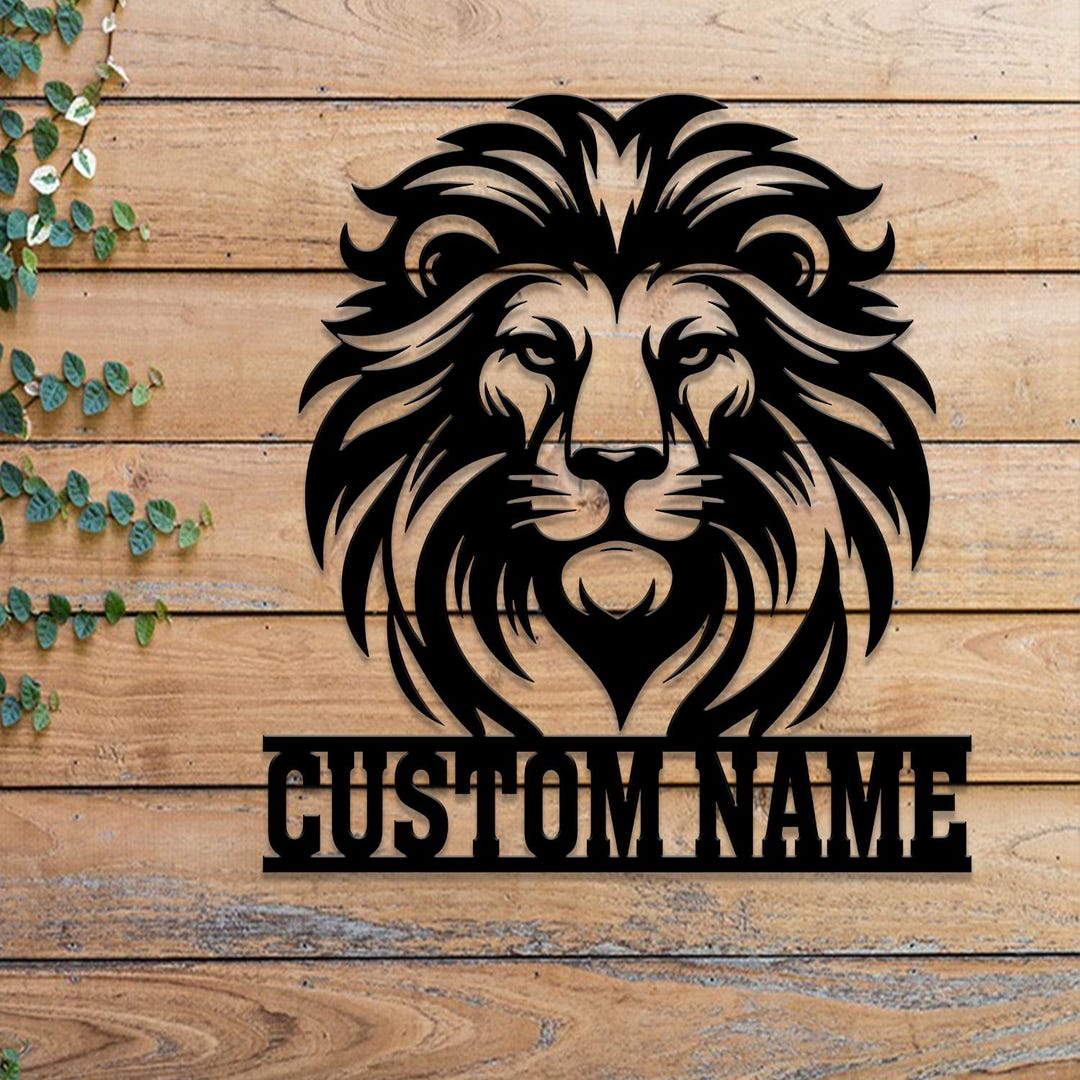 Custom Lion Metal Sign, Lion Head Metal Wall Art With LED Light ...