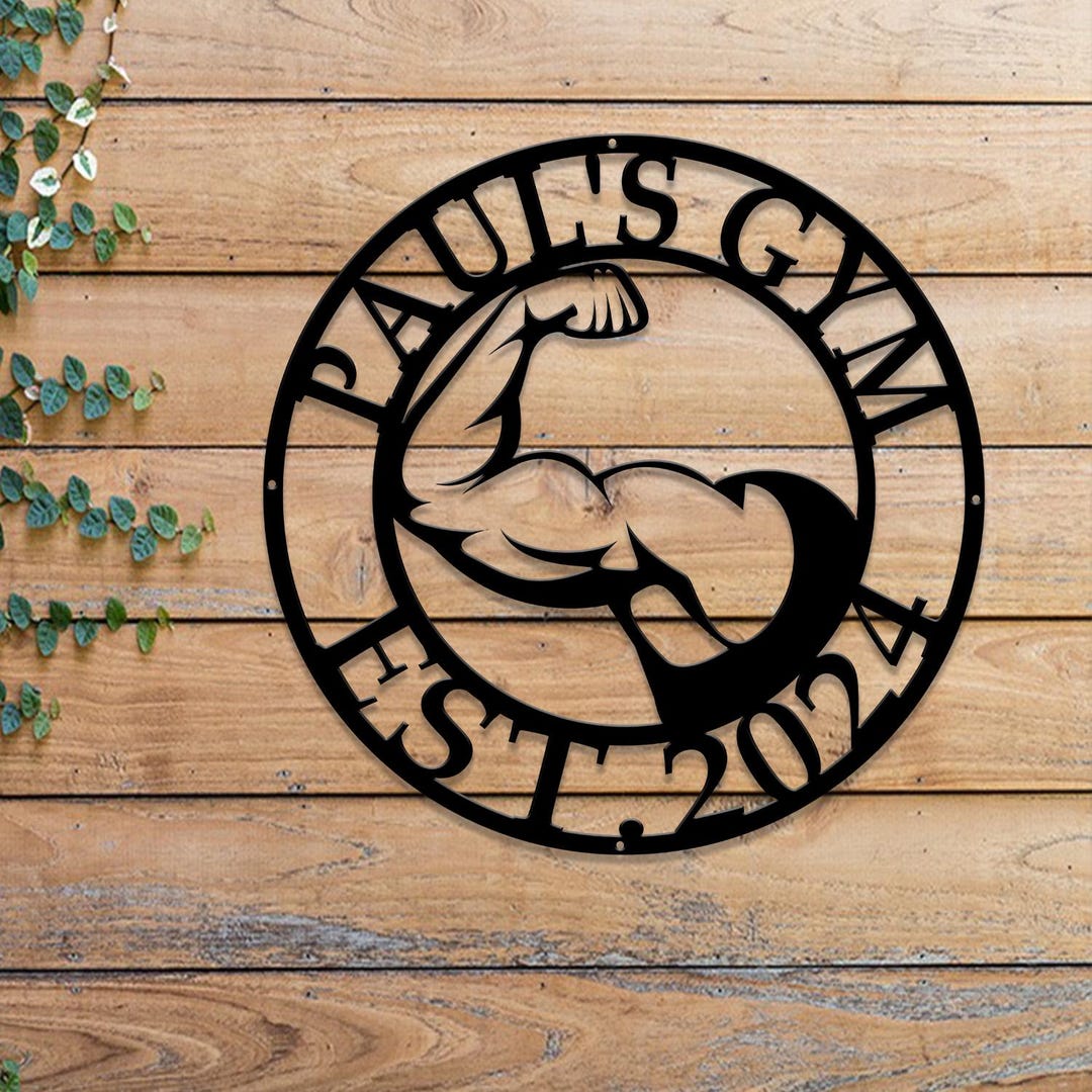 Personalized Metal Home Gym Sign With LED Light, Custom Gym Wall Decor ...