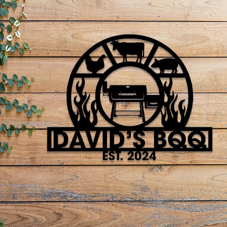 Custom Metal BBQ Sign With LED Light, Personalized Grill and Bar Wall ...