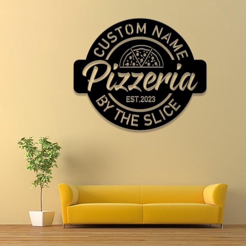 Personalized Pizza Sign, Custom Pizzeria Metal Decor, Restaurant & Shop ...
