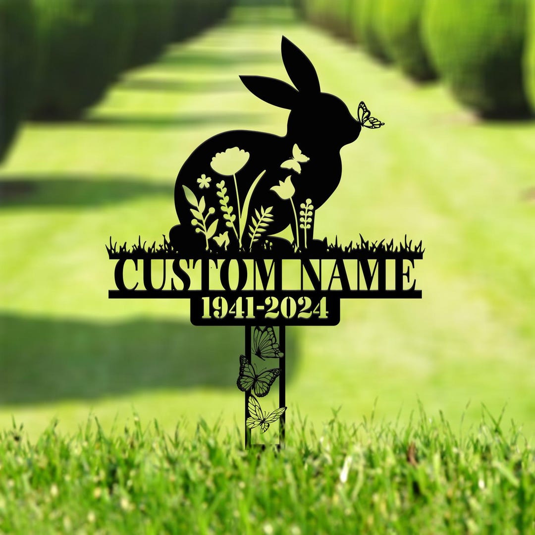 Custom Rabbit Memorial Metal Stake, Rabbit Loss Sign, Bunny Sympathy ...