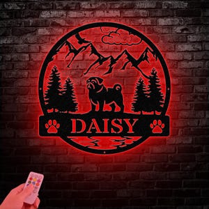 Personalized Pug Metal Sign, Custom Dog Name Sign, Dog Memorial Gift ...