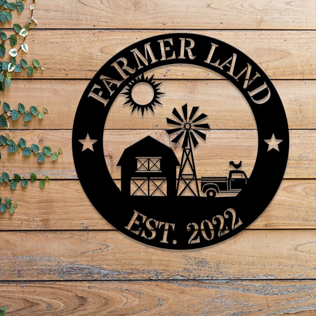 Personalized Family Farm Name Metal Sign - Last Name Initial Hanging ...