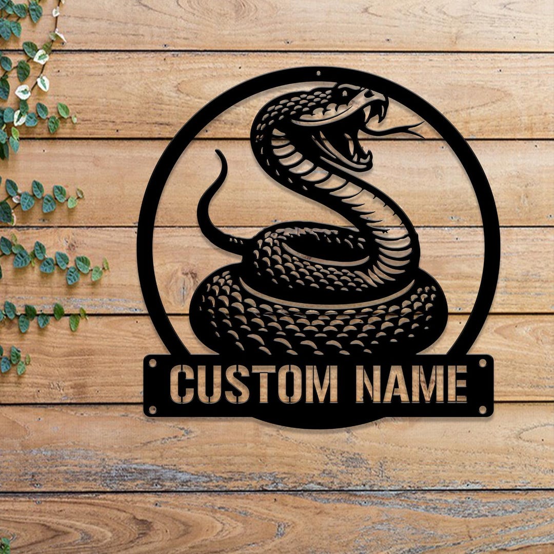 Cobra Snake Metal Sign LED Lights, Custom Cobra Snake Metal Sign, Cobra ...