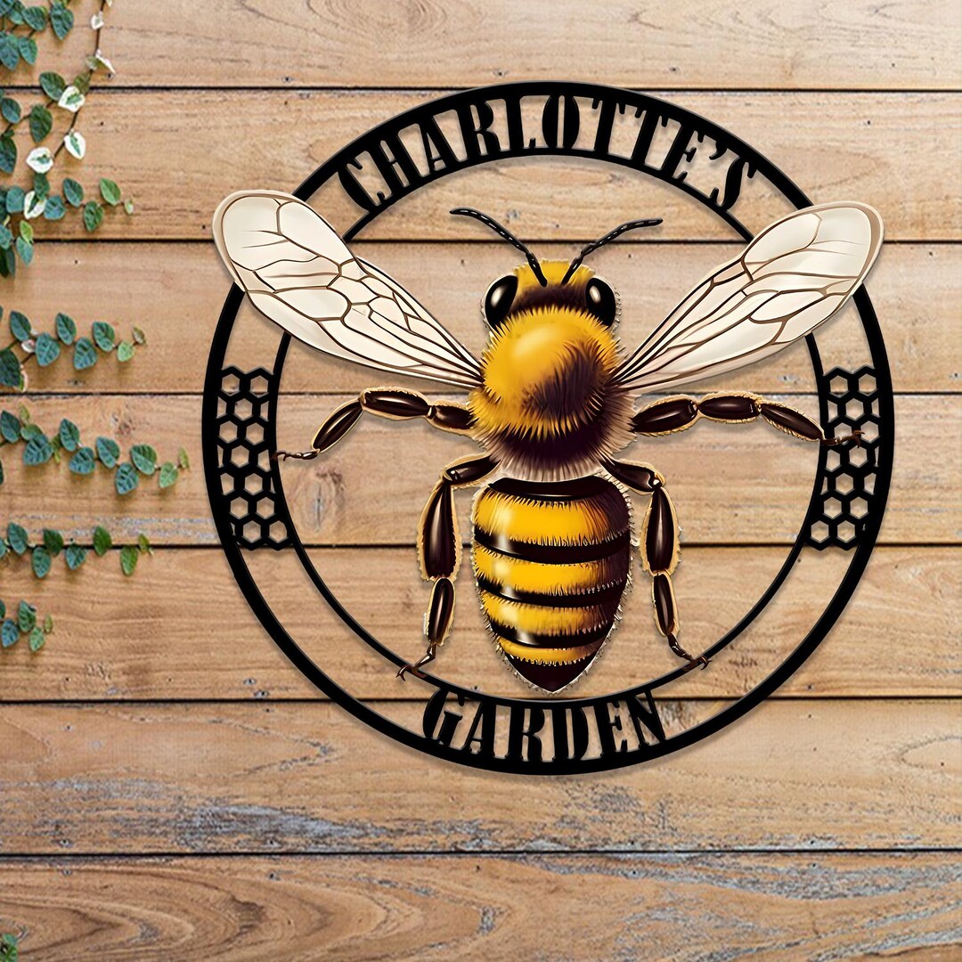 Custom Colored Honey Bee Garden Sign, Personalized Name Garden Stake ...
