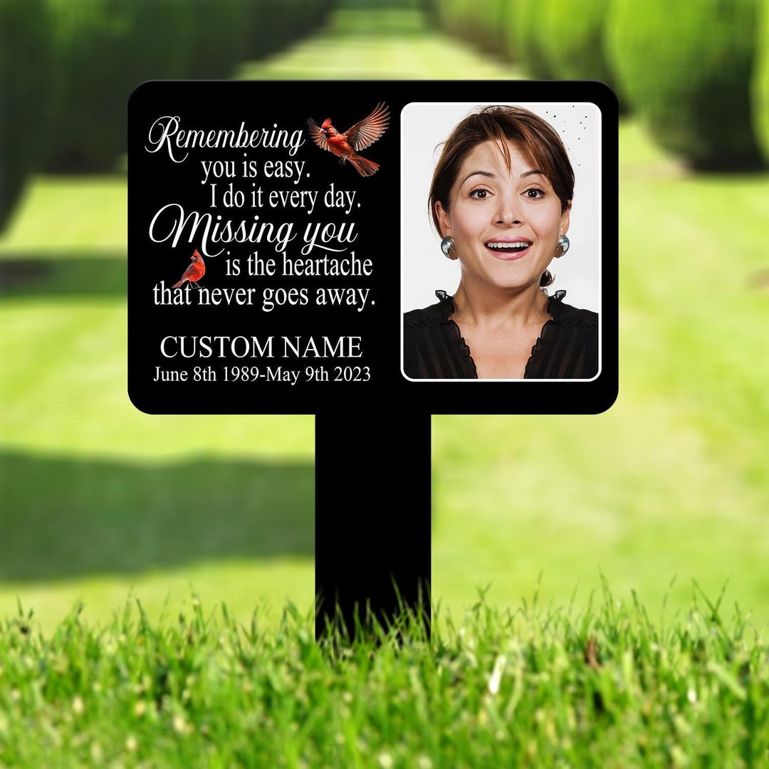 Custom Photo Grave Marker, Temporary Grave Marker With Photo, Outdoor ...