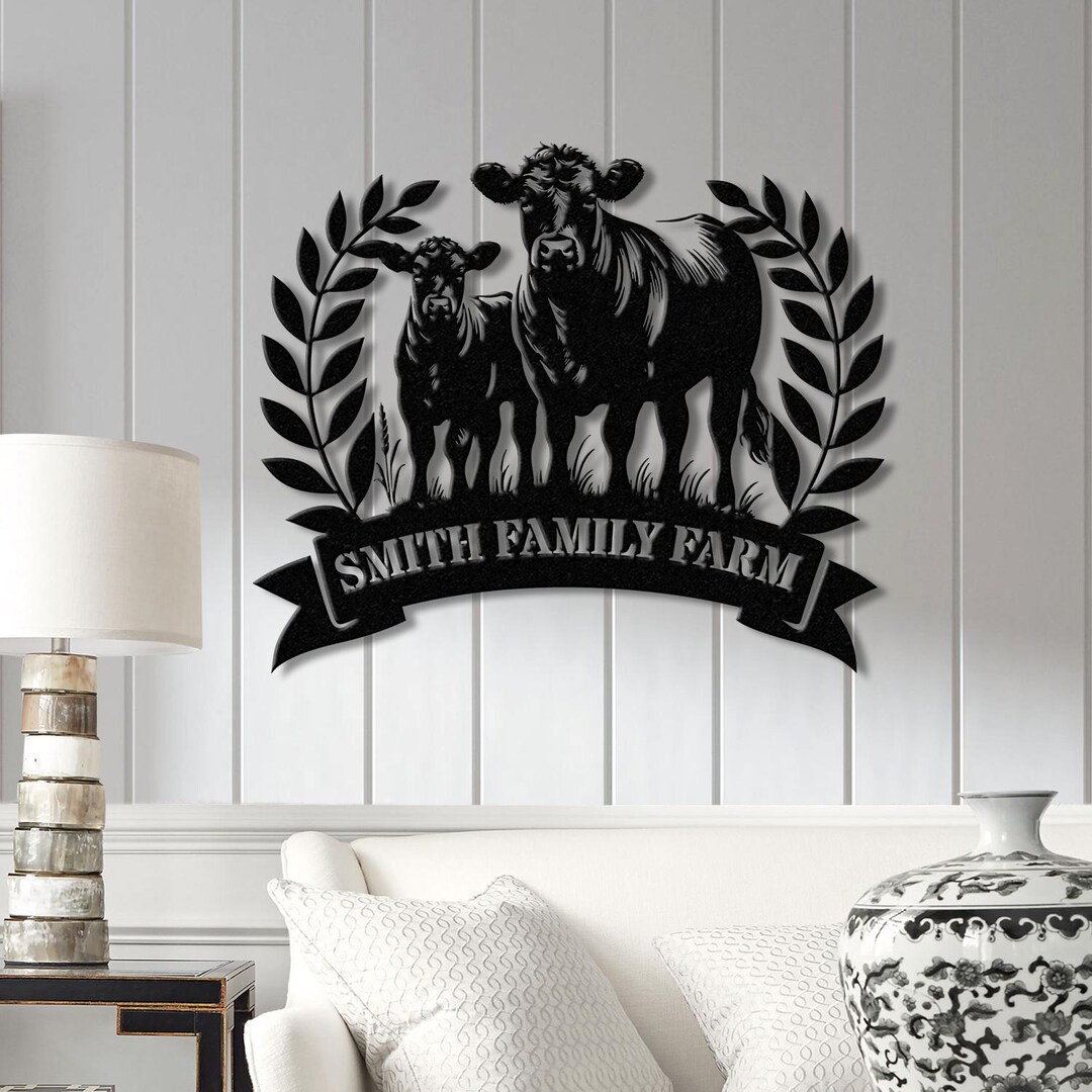 Custom Metal Cow Calf Farm Sign, Personalized Farmhouse Sign, Metal ...
