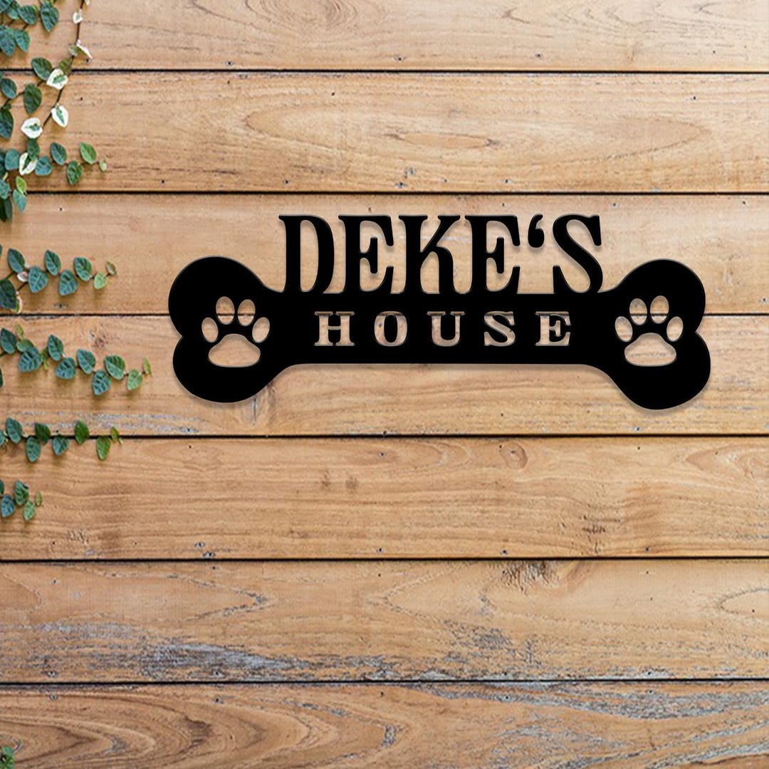 Personalized Crate Metal Sign, Custom Dog Decor, Hanging Dog Bone Crate ...