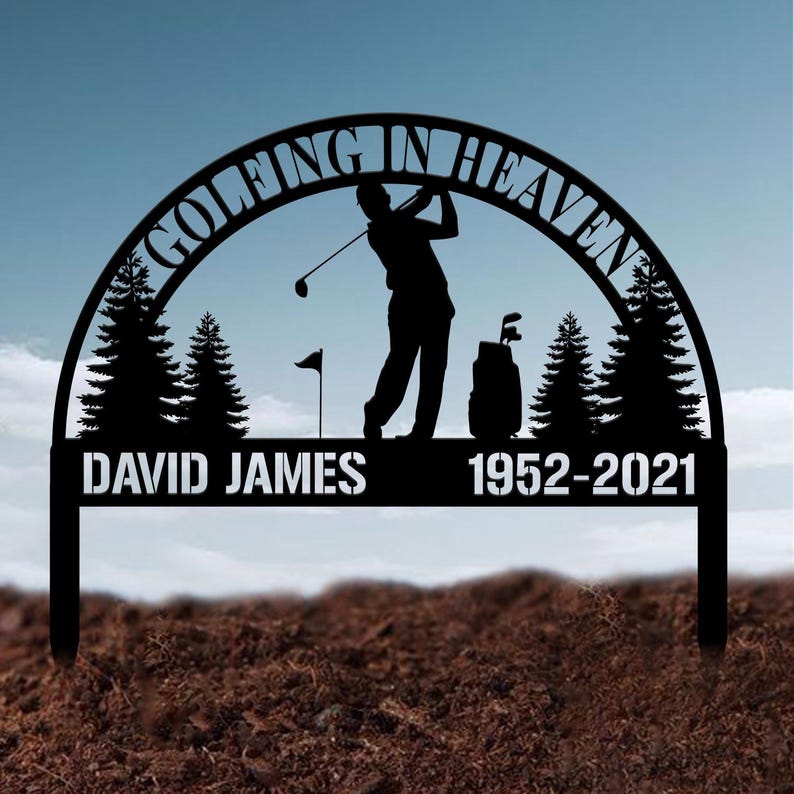 Personalized Golfing in Heaven Memorial Stake Metal, Golfer Memorial ...
