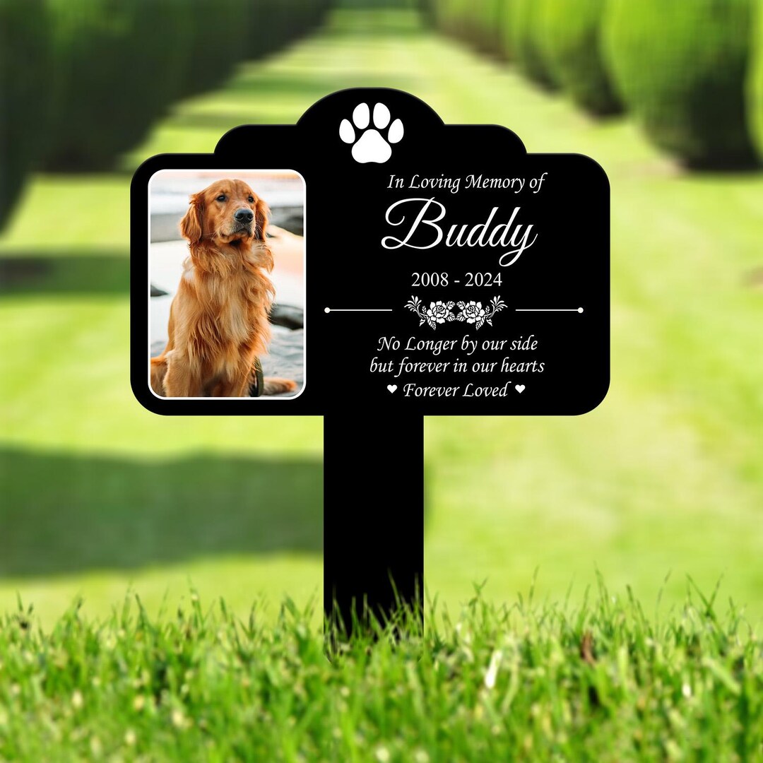 Custom Photo Dog Loss Memorial Stake, Personalized Pet Grave Marker ...