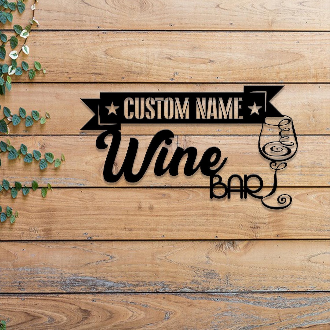 Custom Wine Bar Pub Metal Sign With Led Light, Personalized Wine Bar ...