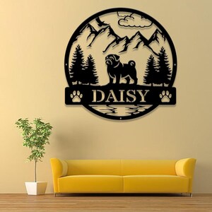 Personalized Pug Metal Sign, Custom Dog Name Sign, Dog Memorial Gift ...