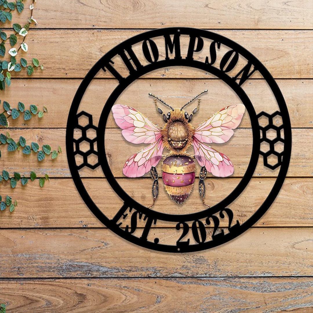 Personalized Honey Bee Sign, Custom Metal Bee Decoration, Custom Garden ...