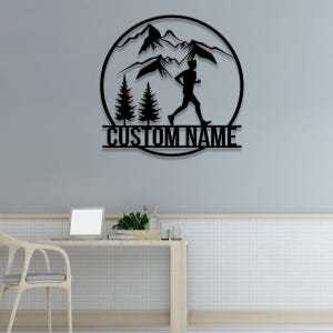 Custom Man Trail Running Metal Wall Art With LED Light - Personalized ...