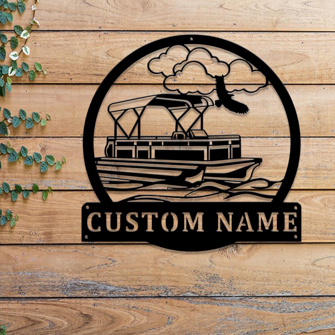 Custom Pontoon Boat Metal Art, Personalized Captain Wall Decor, Boat ...