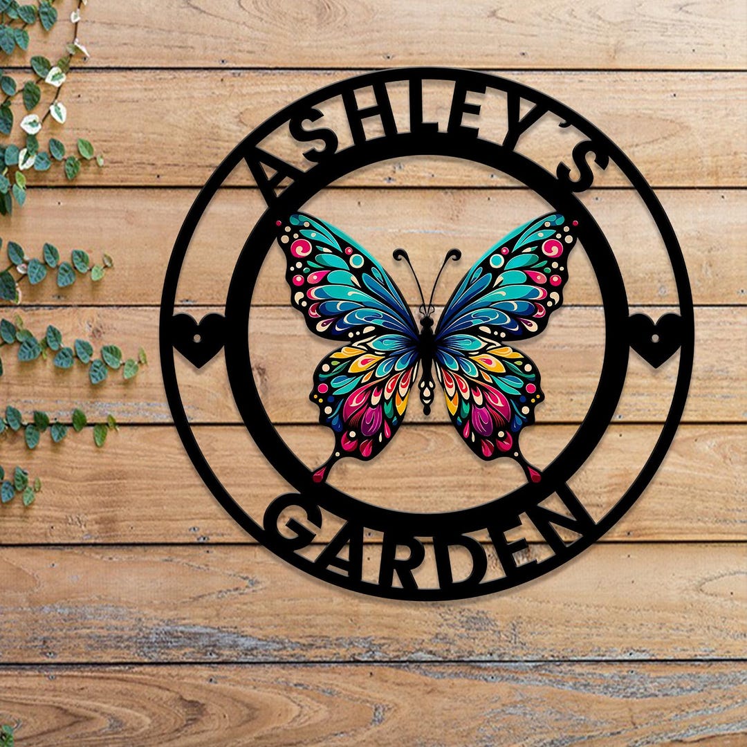 Custom Colored Butterfly Garden Metal Sign, Butterfly Garden Sign ...