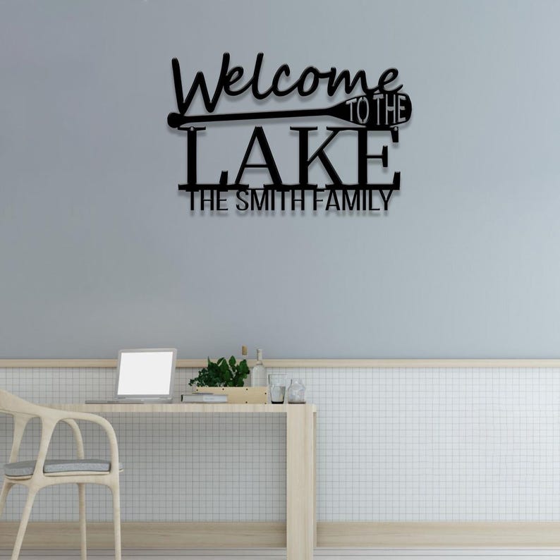Personalized Lake Welcome Sign, Custom Metal Lake House Plaque, Family ...