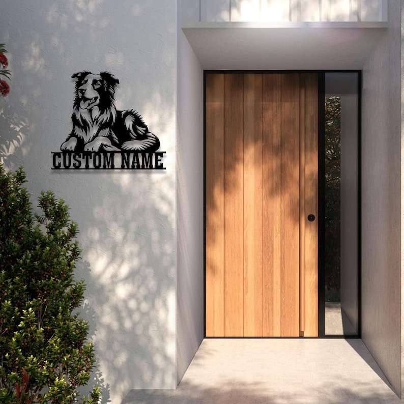 Custom Metal Border Collie Sign With LED Light, Family Name Gift for ...