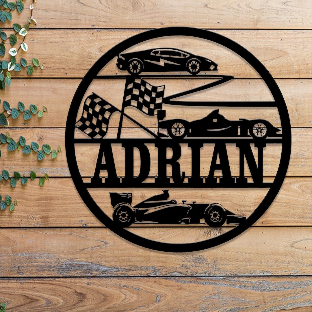 Custom Racing Car Name Sign With LED Light, Personalized Metal Racing ...