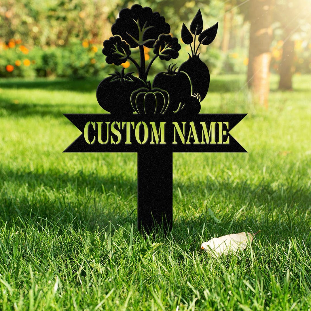 Personalized Custom Vegetables Garden Stake, Metal Garden Sign With ...