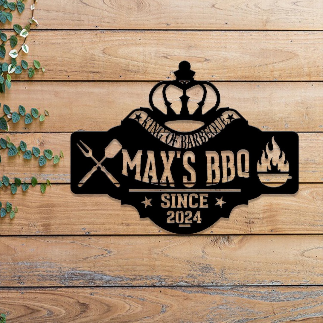 Personalized King of Barbecue Wall Sign With LED Light, Custom Grill ...