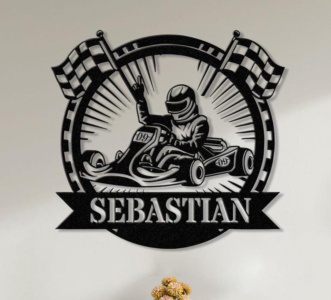 Personalized Go Kart Racing Metal Sign With LED Light, Custom Go Kart ...