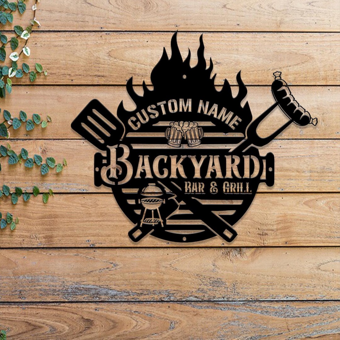Personalized BBQ Sign for Backyard With LED Light, Custom Metal ...