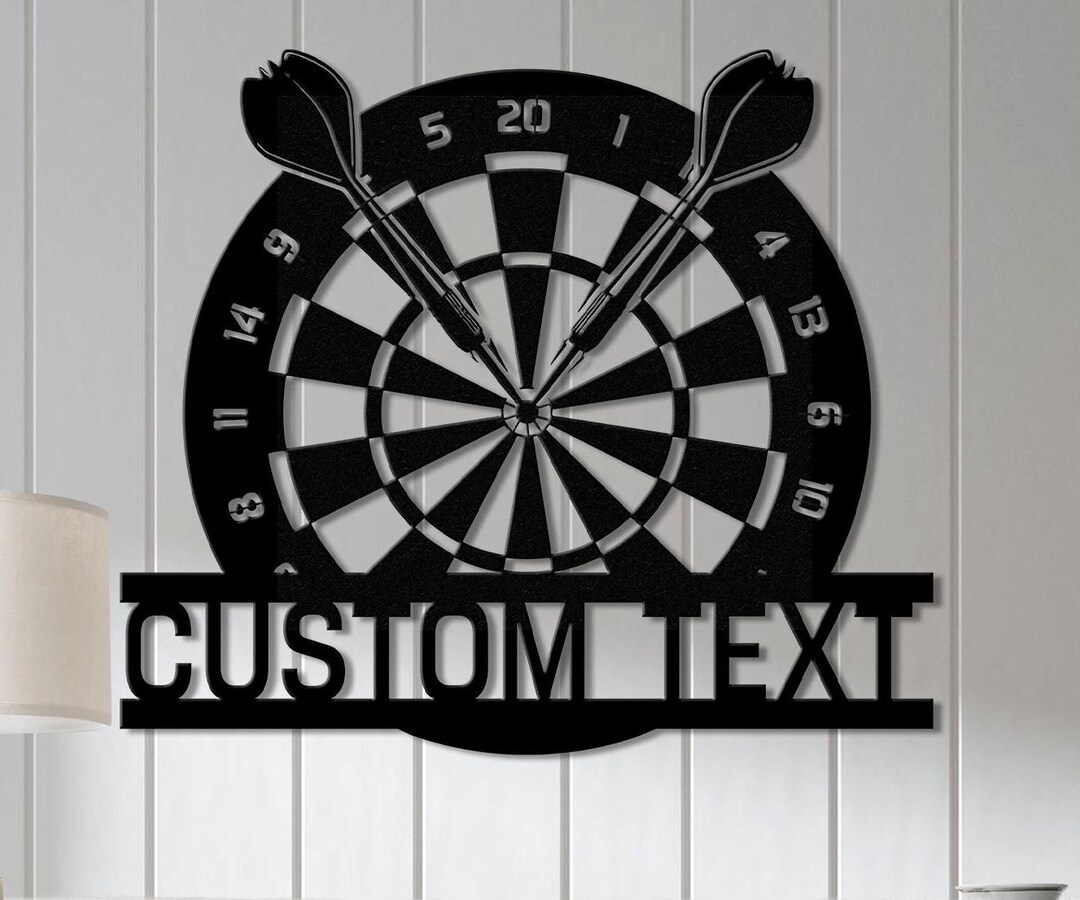 Custom LED Dartboard Metal Sign - Personalized Dart Player Name Wall ...