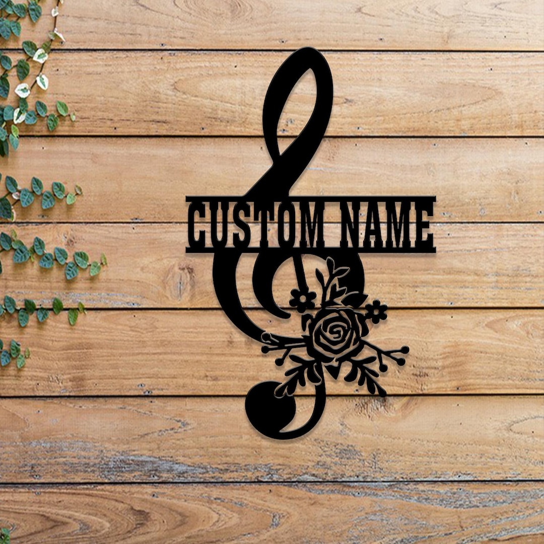 Personalized Music Notes Metal Wall Art Led Light, Musician Name Sign ...