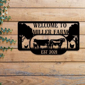 Custom Metal Farm Sign, Personalized Farm Name Sign, Large Ranch Metal ...