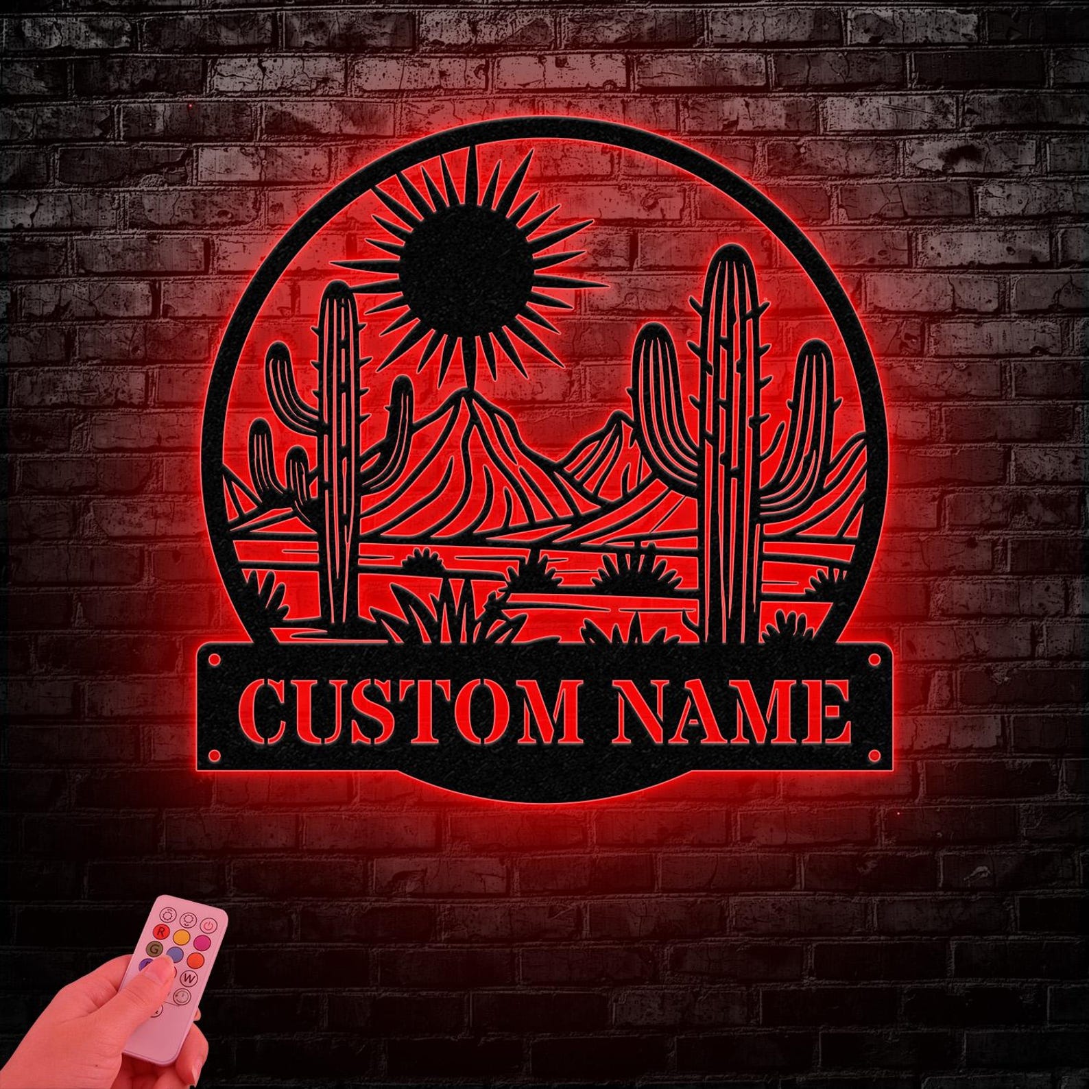 Cactus Desert Custom Metal Sign With LED Lights – Personalized Desert ...