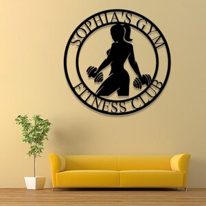 Personalized Women's Fitness Club Sign With LED Light, Custom Metal Gym ...