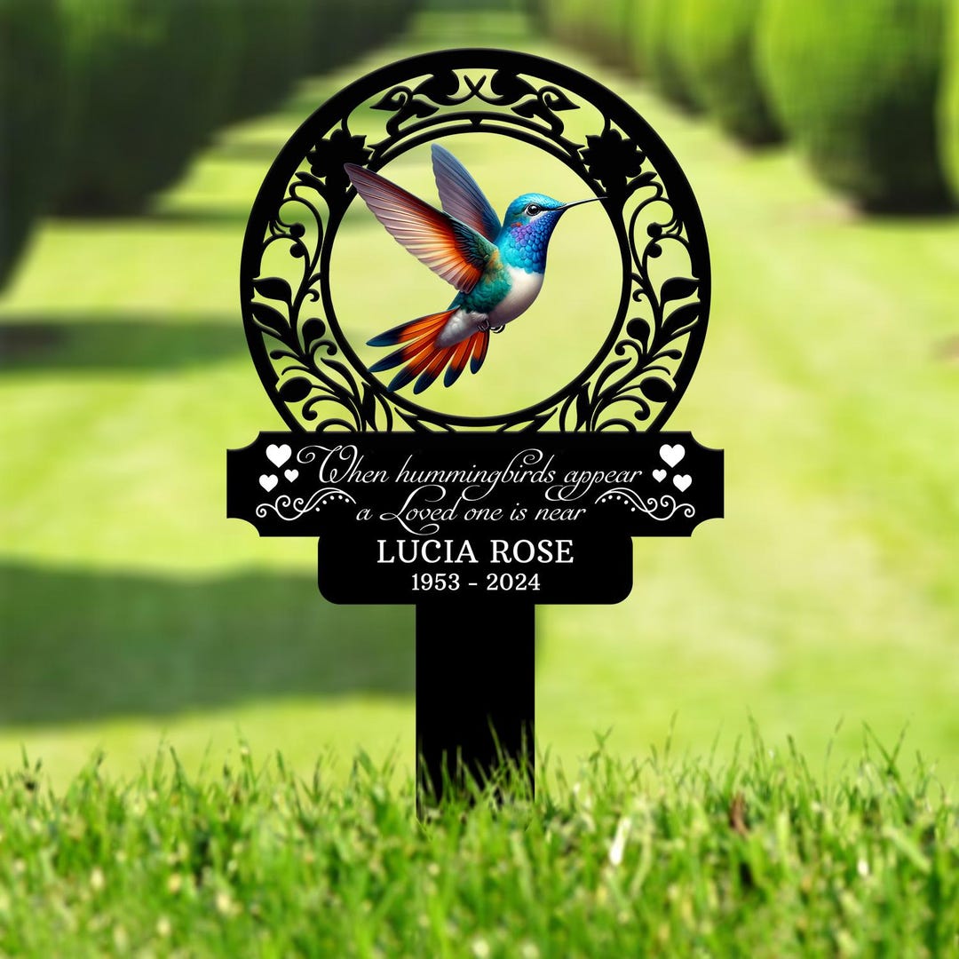Custom Hummingbird Memorial Plaque Stake, Hummingbird Name Sign, Grave ...
