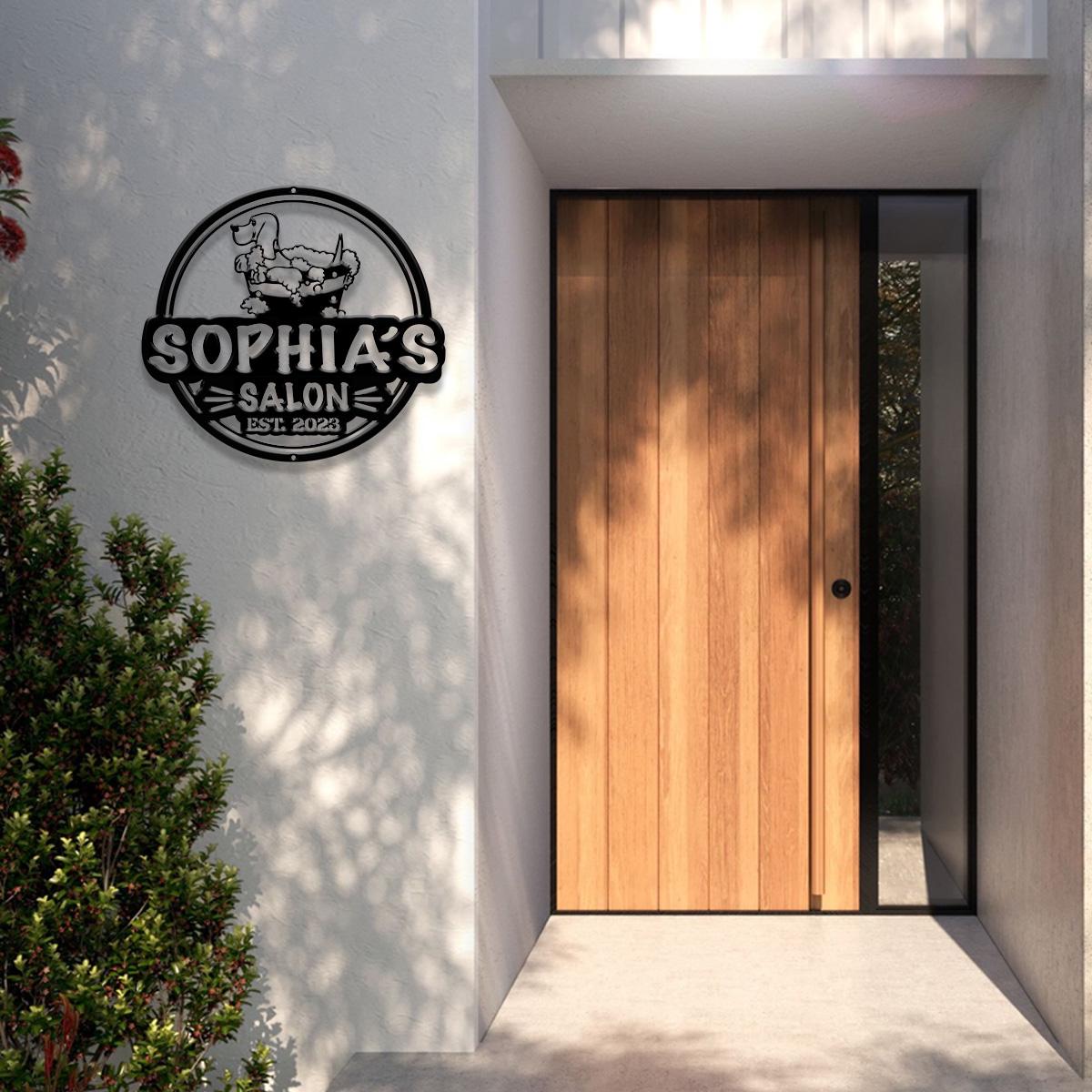 Custom Dog Grooming Hair Salon Metal Wall Art LED Light, Personalized ...