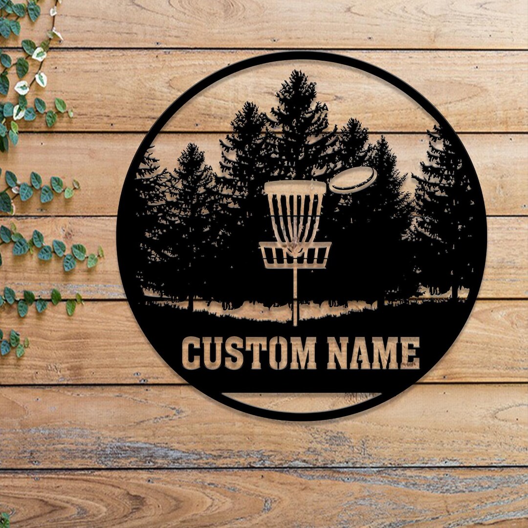 Personalized Disc Golf Metal Wall Art LED Light, Custom Disc Golfer ...