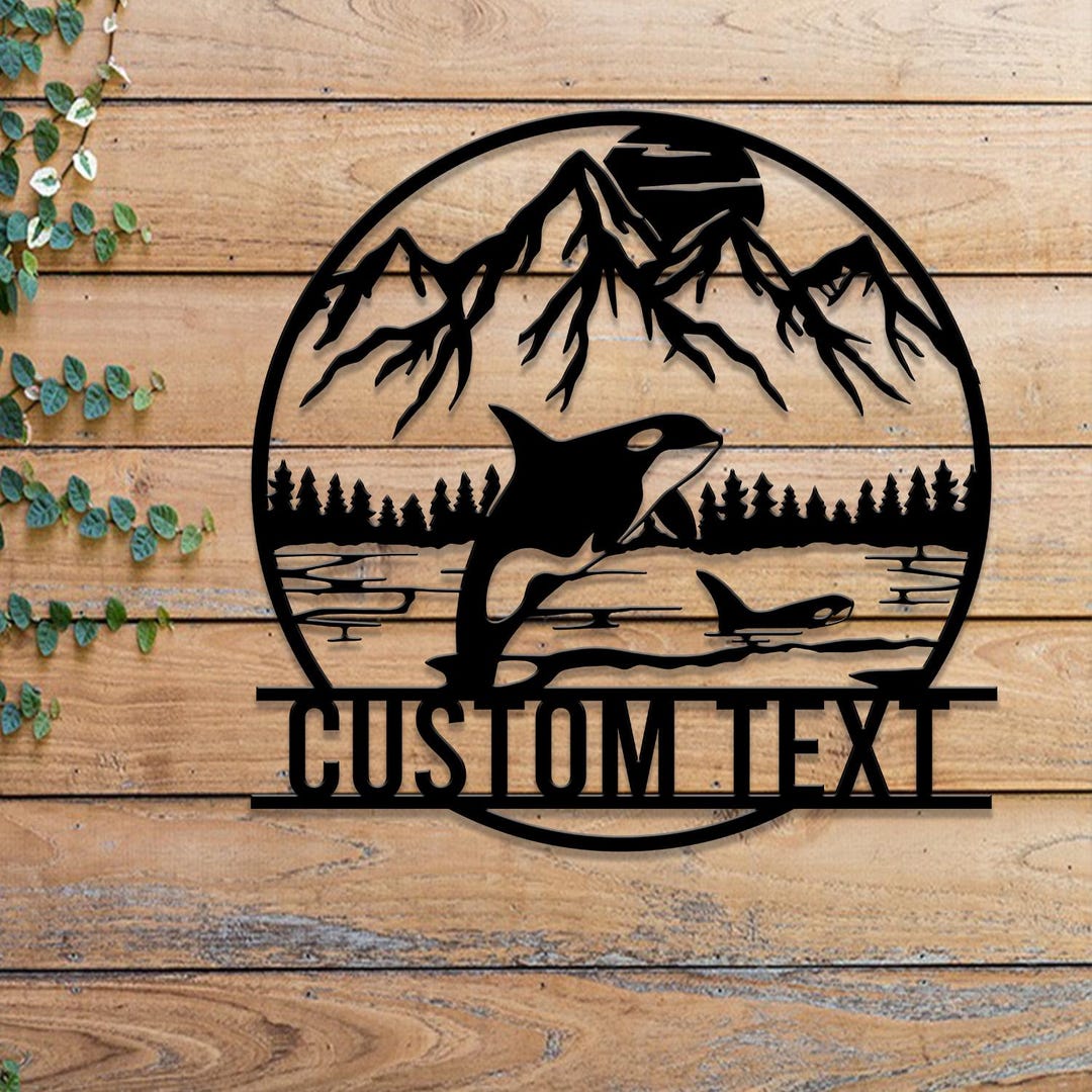 Custom Mountain Orca Metal Sign With LED Lights - Personalized Whale ...
