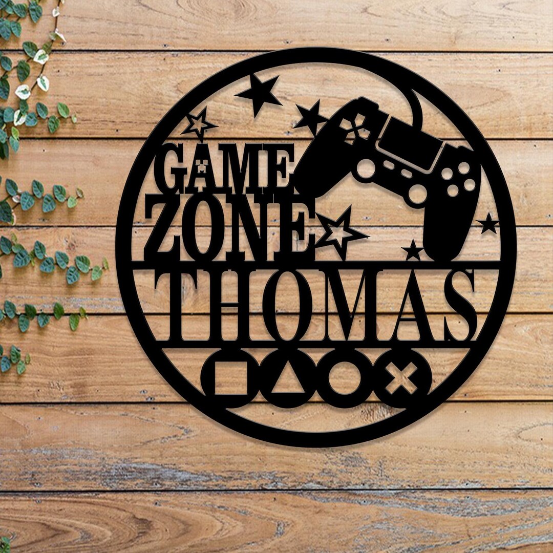 Custom Metal Gaming Zone Sign With LED Light, Game Controller Wall Art ...