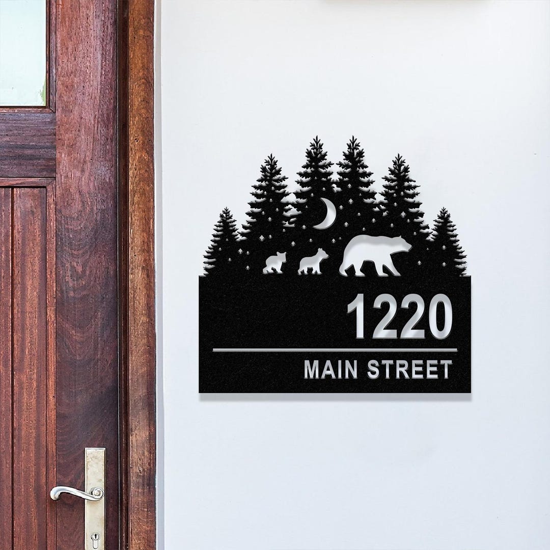 Metal Moutain Bear Address Sign, Custom Address Sign, Metal Bear Sign ...