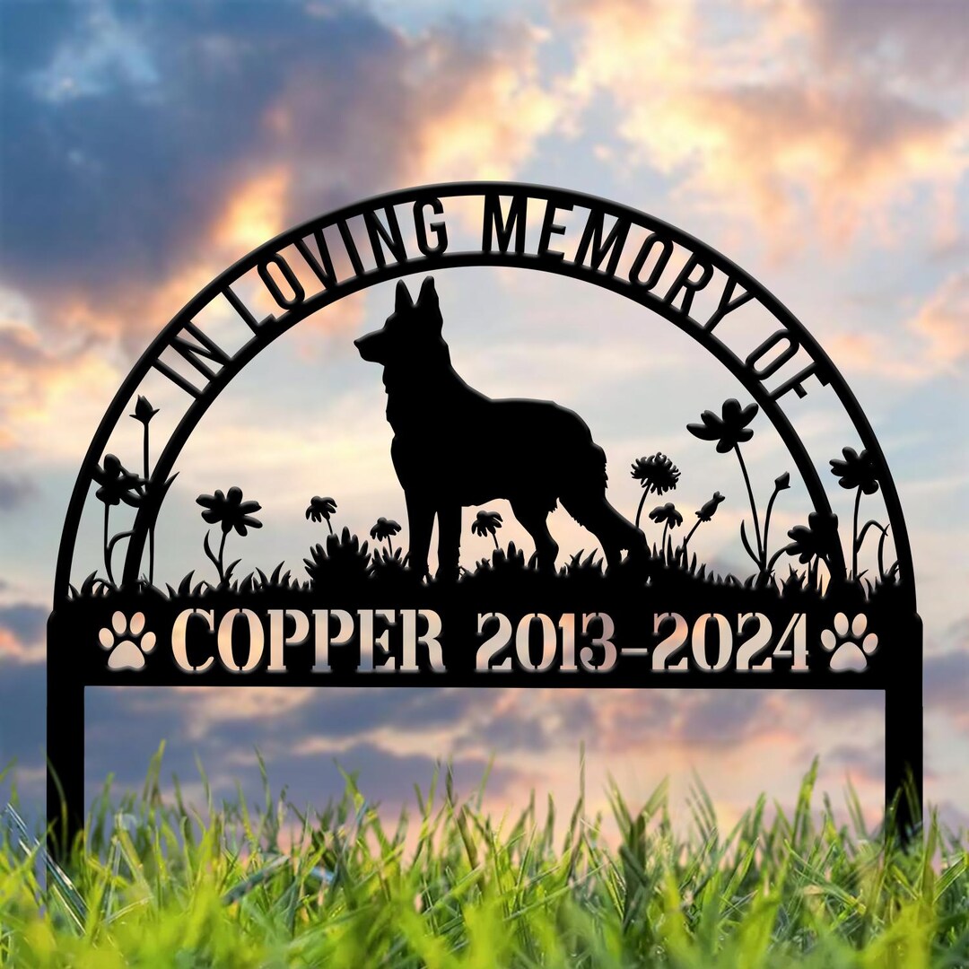 Custom German Shepherd Memorial Metal Stake - Personalized Pet Grave ...