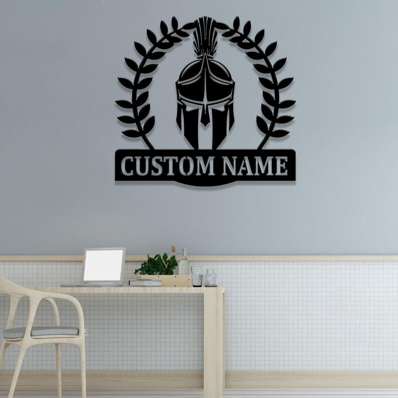 Custom Spartan Warrior Monogram Metal Wall Art With LED Lights ...