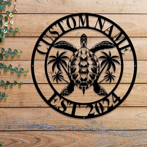 Custom Turtle Name Sign, Personalized Beach House Sign, Beach Sign ...