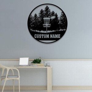 Personalized Disc Golf Metal Wall Art LED Light, Custom Disc Golfer ...