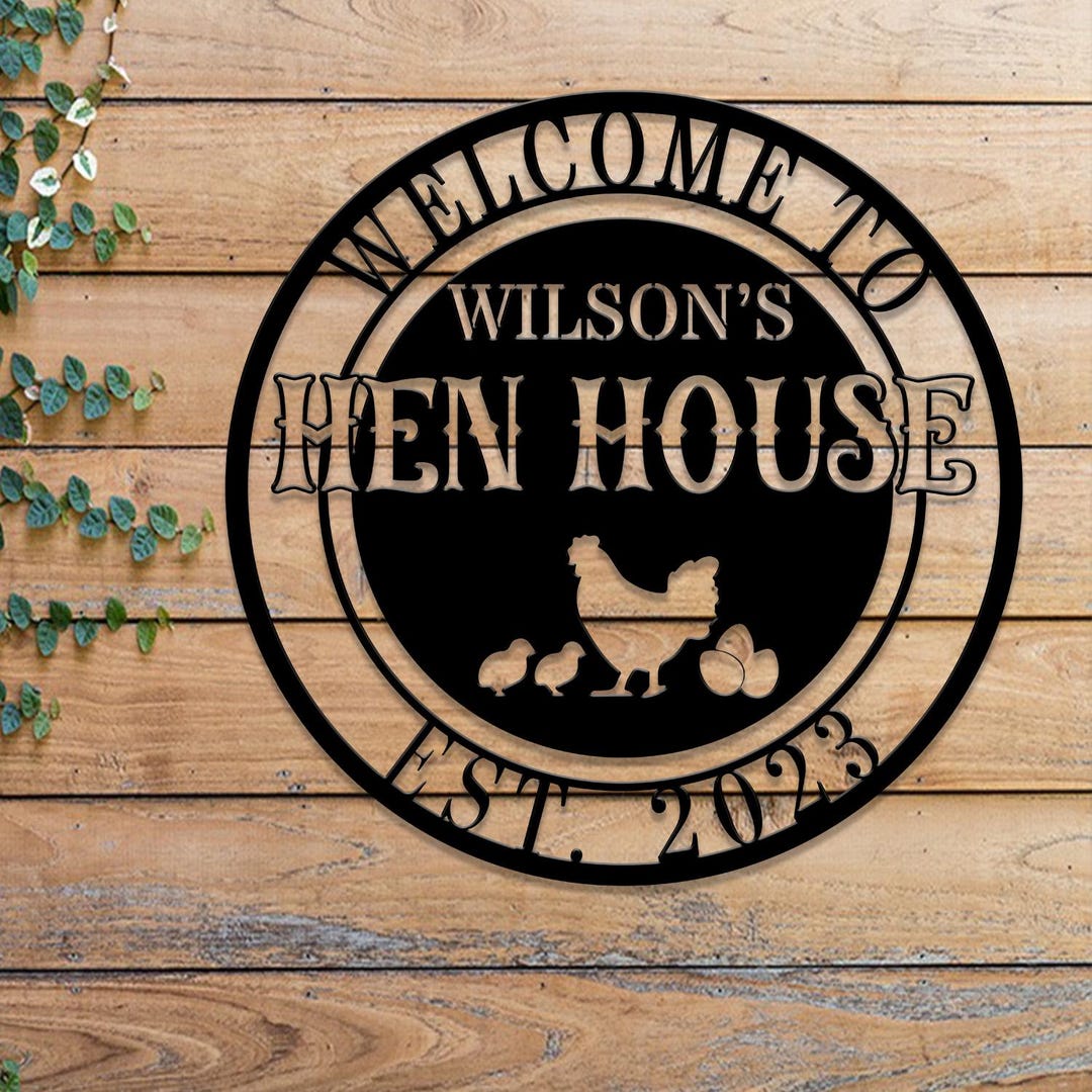Personalized Hen House Sign With Led Light, Chicken Coop Plaque, Farm ...